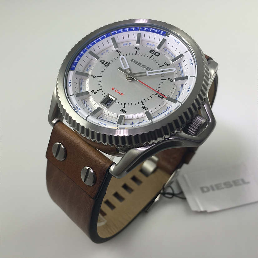 Men's Diesel Rollcage Brown Leather Strap Watch DZ1715