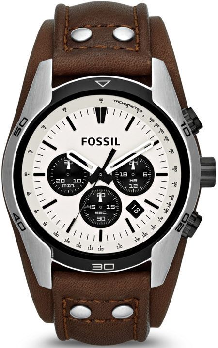Men's Fossil Coachmen Chronograph Leather Strap Watch CH2890
