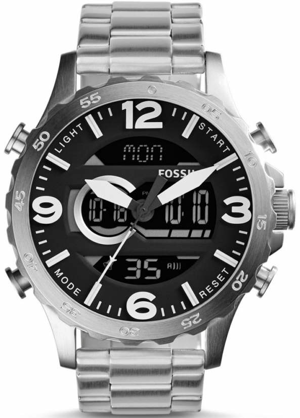 Men's Fossil Nate Chronograph Analog-Digital Steel Watch JR1514