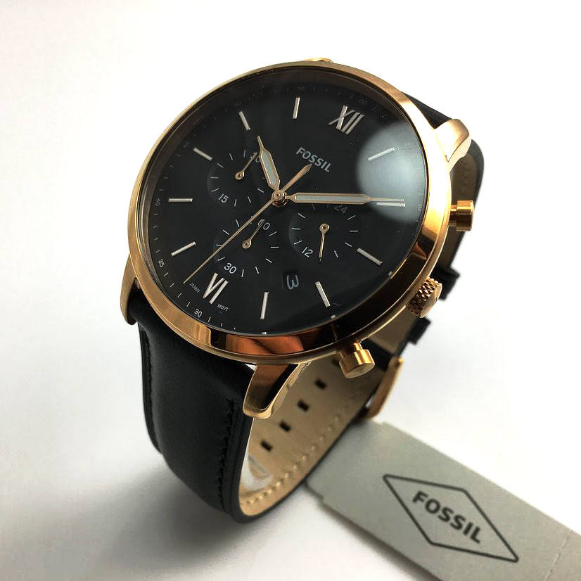 Men's Fossil Neutra Chronograph Black Leatehr Strap Watch FS5381