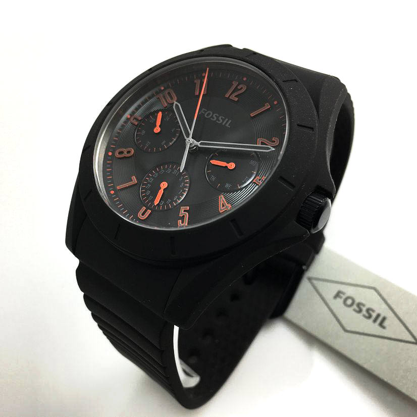 Men's Fossil Poptastic Black Silicone Strap Watch FS5288