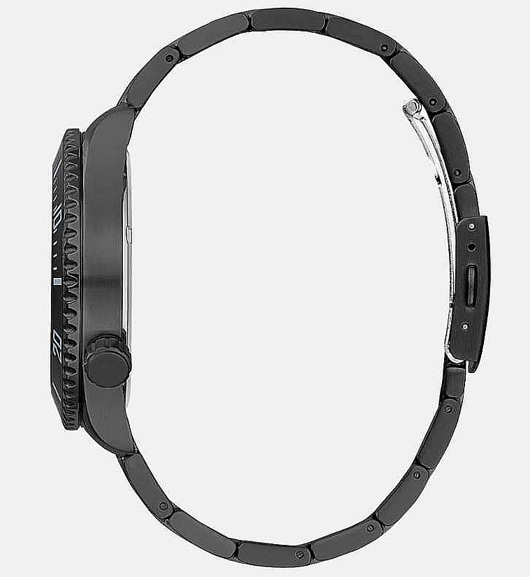 Men's Guess Black Steel Multifunction Skeleton Dial Watch GW0488G3