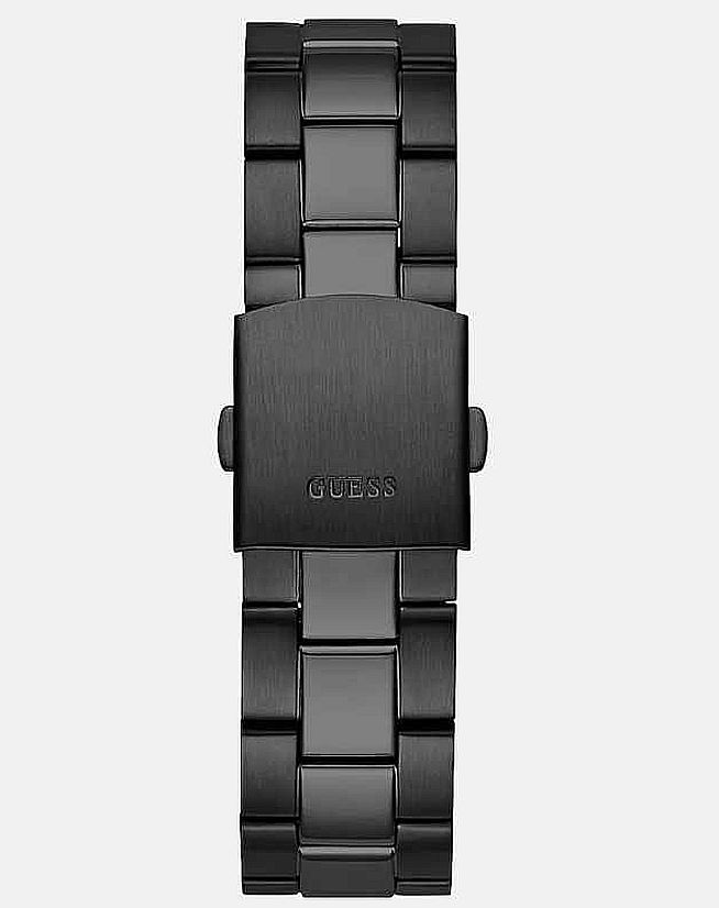 Men's Guess Black Steel Multifunction Skeleton Dial Watch GW0488G3