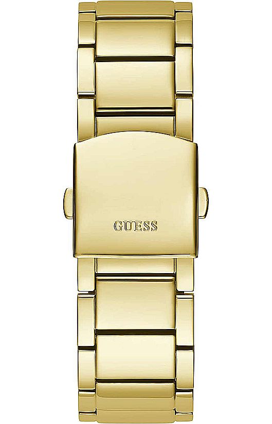 Men's Guess Crystallized Gold Tone Steel Skeleton Dial Watch GW0323G2