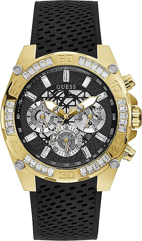 Men's Guess Gold Tone Crystallized Multifunction Watch GW0333G2
