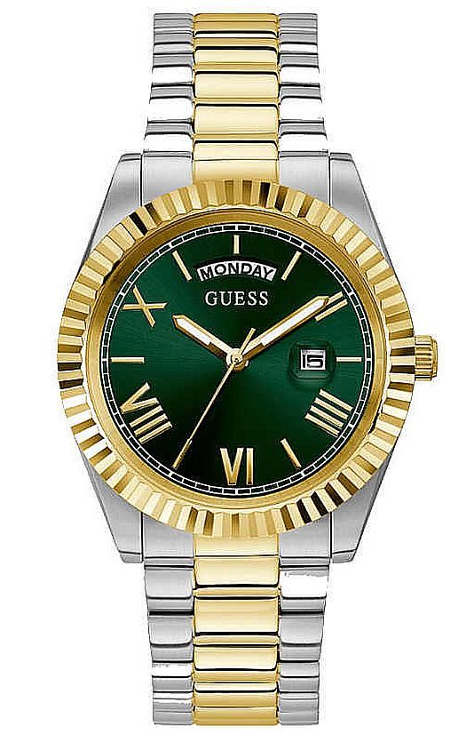 Men's Guess Two Tone Classic Stainless Steel Day-Date Watch GW0265G8