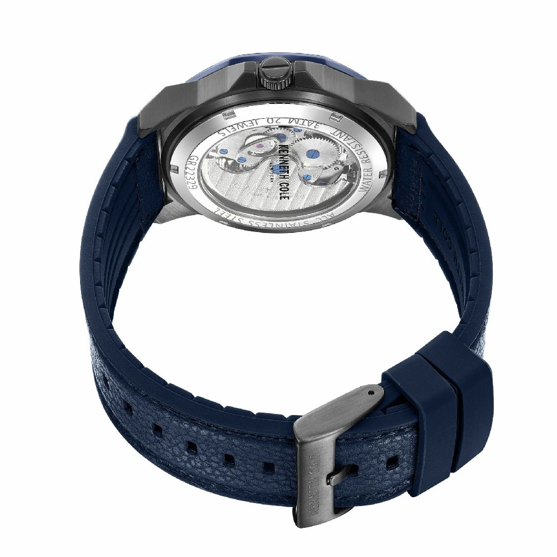 Men's Kenneth Cole Leather Strap Automatic Skeleton Watch KCWGR2232901