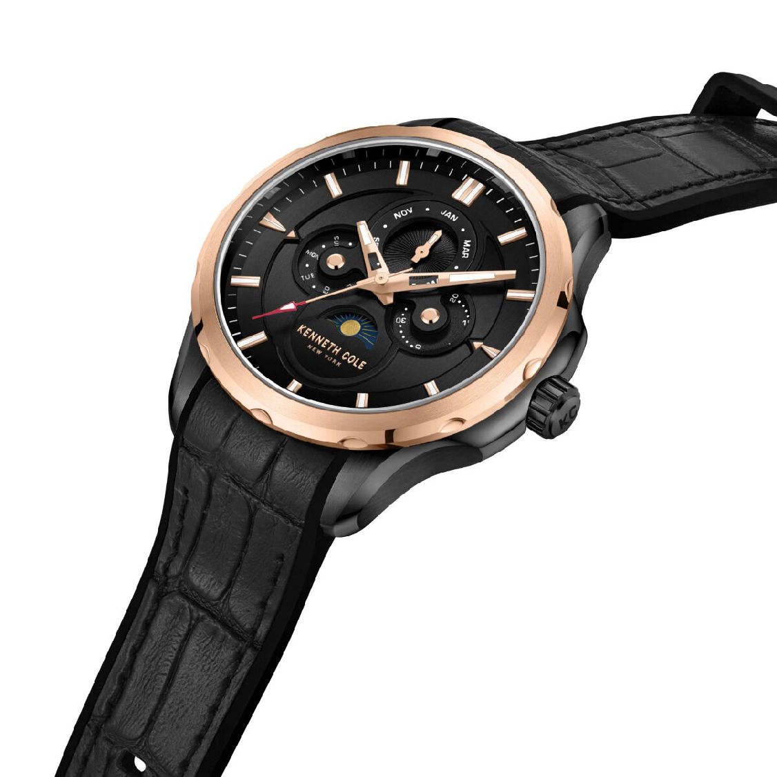 Men's Kenneth Cole Leather Strap Dress Sport Watch KCWGQ0015804