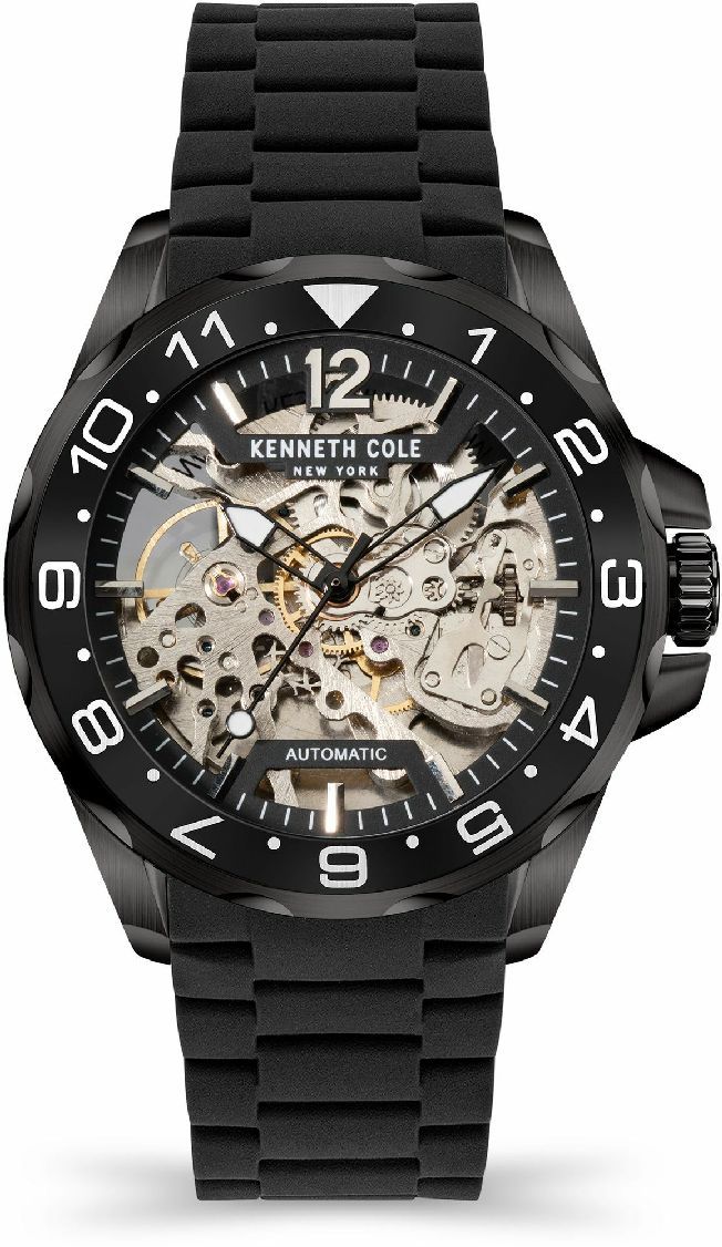 Men's Kenneth Cole Silicone Strap Automatic Skeleton Watch KCWGR2124802