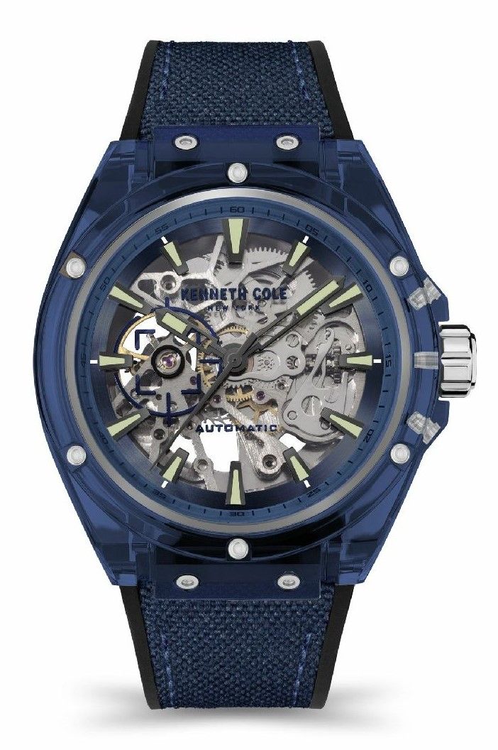 Men's Kenneth Cole Silicone Strap Automatic Skeleton Watch KCWGR2136402