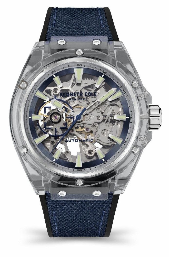 Men's Kenneth Cole Silicone Strap Automatic Skeleton Watch KCWGR2136403