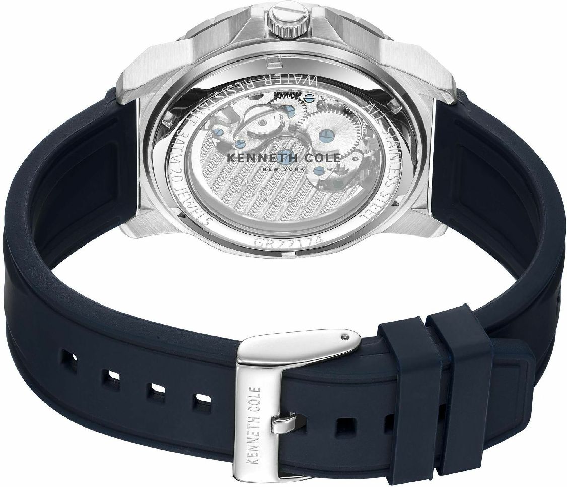 Men's Kenneth Cole Silicone Strap Automatic Skeleton Watch KCWGR2217402