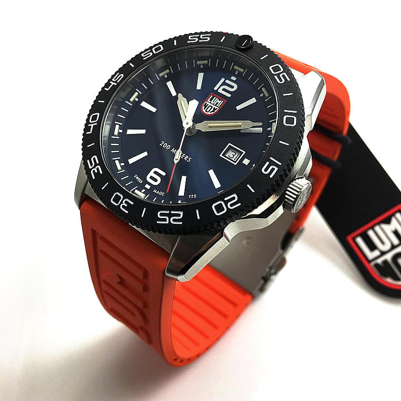Men's Luminox Pacific Diver Blue Dial Orange Band 200 M WR Dive Watch ...