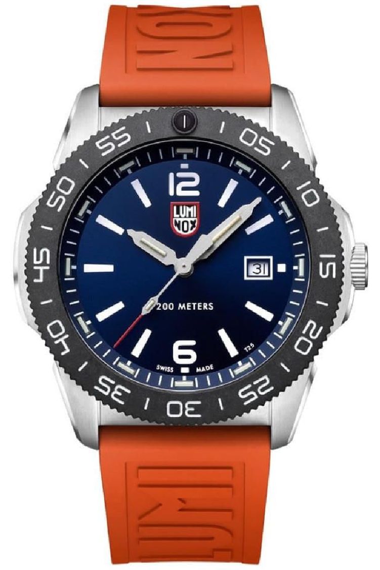 Men's Luminox Pacific Diver Blue Dial Orange Band 200 M WR Dive Watch ...