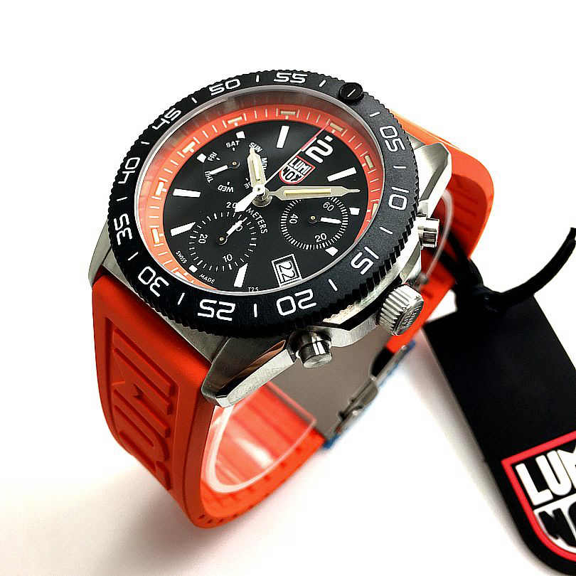 Men's Luminox Pacific Diver Chronograph Orange Strap Swiss Watch 3149