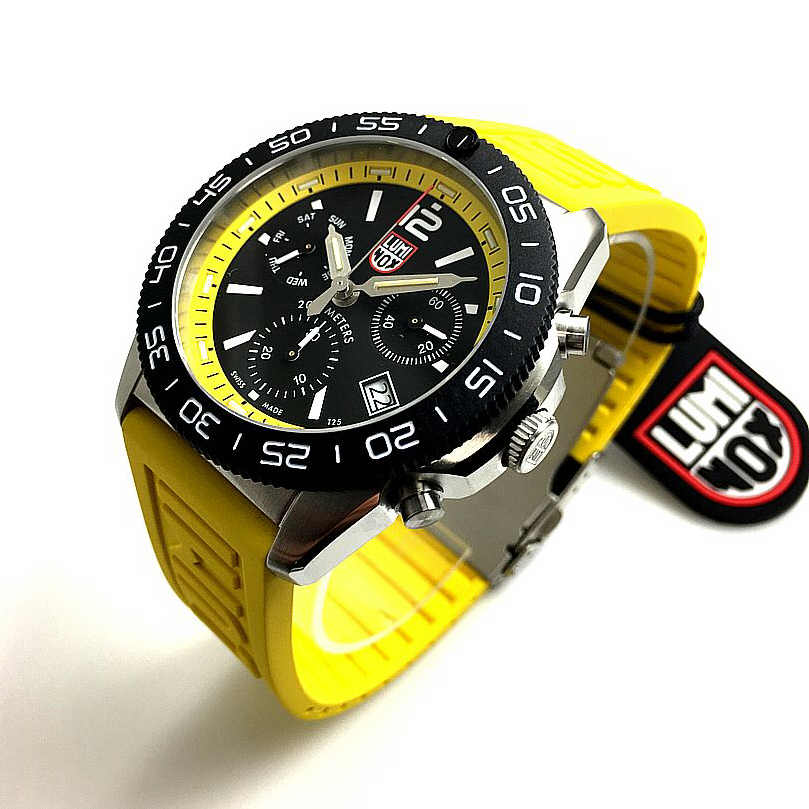 Men's Luminox Pacific Diver Chronograph Yellow Strap Swiss Watch 3145