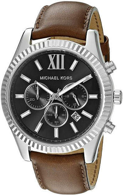 Men's Michael Kors Lexington Brown Leather Chronograph Watch MK8456
