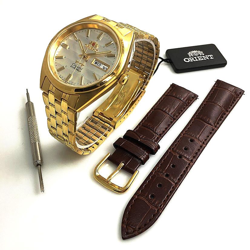 Men's Orient 3 Star TriStar Automatic Gold Tone Day-Date Watch FAB00008W9