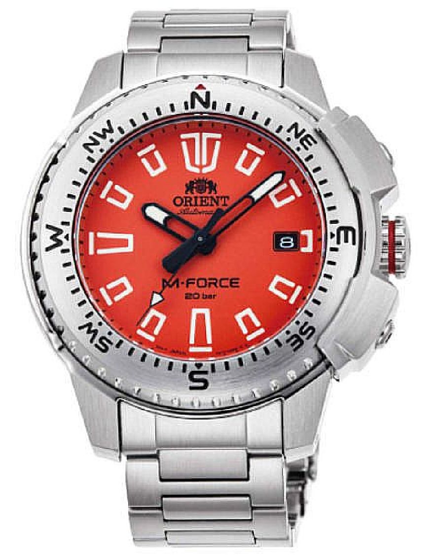 Men's Orient M-Force ACON Diver's Automatic Orange Dial Watch RA-AC0N02Y10B