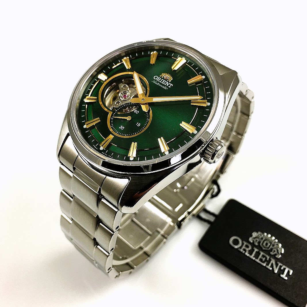 Men's Orient Semi Skeleton Automatic Green Dial Watch RA-AR0008E10B