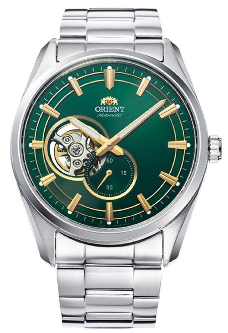 Men's Orient Semi Skeleton Automatic Green Dial Watch RA-AR0008E10B