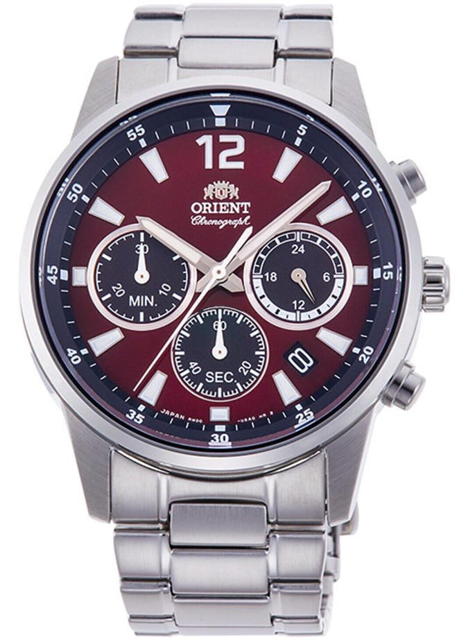 Men's Orient Stainless Steel Red Dial Chronograph Watch RA-KV0004R10B