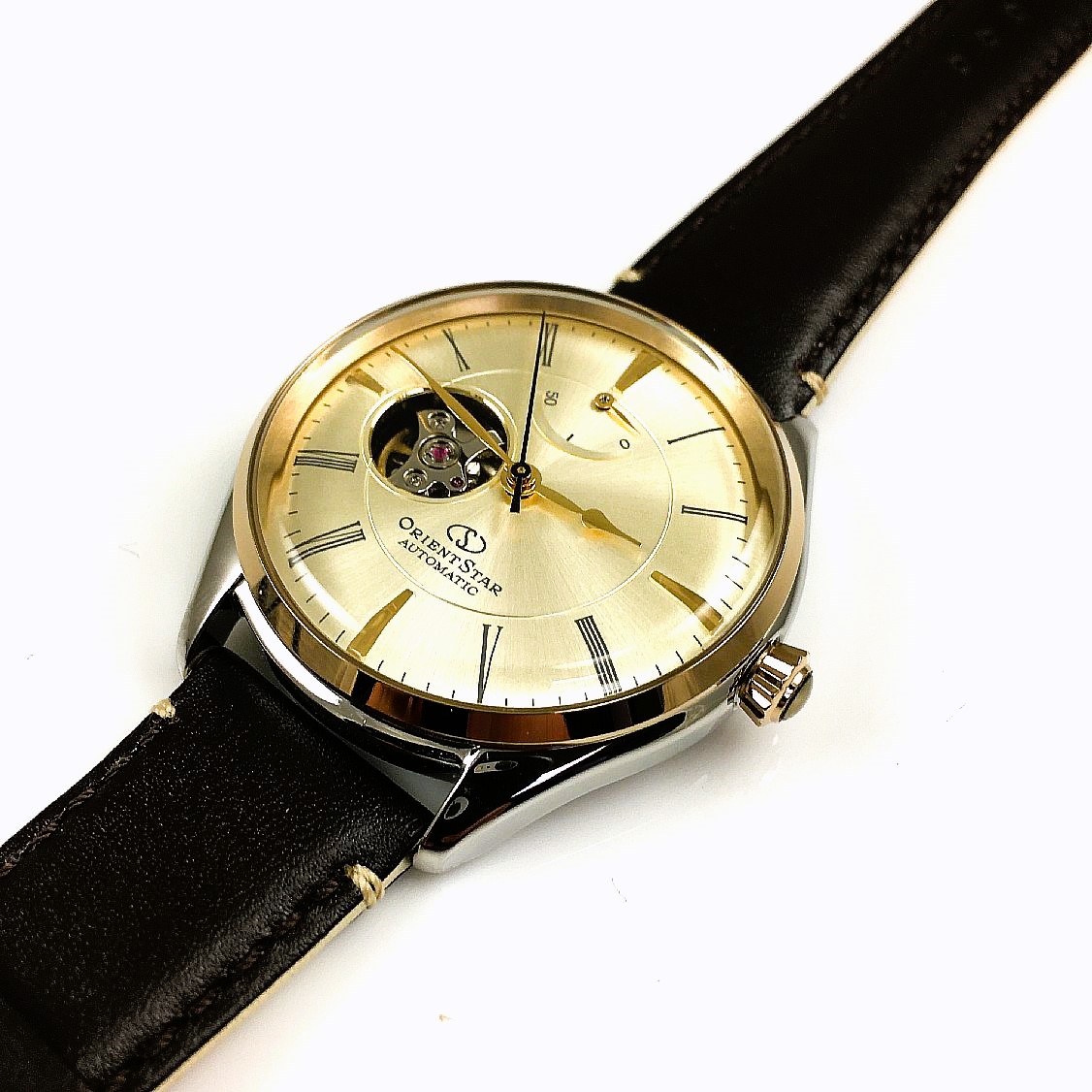 Men's Orient Star Semi-Skeleton Automatic Champagne Dial Watch RE ...