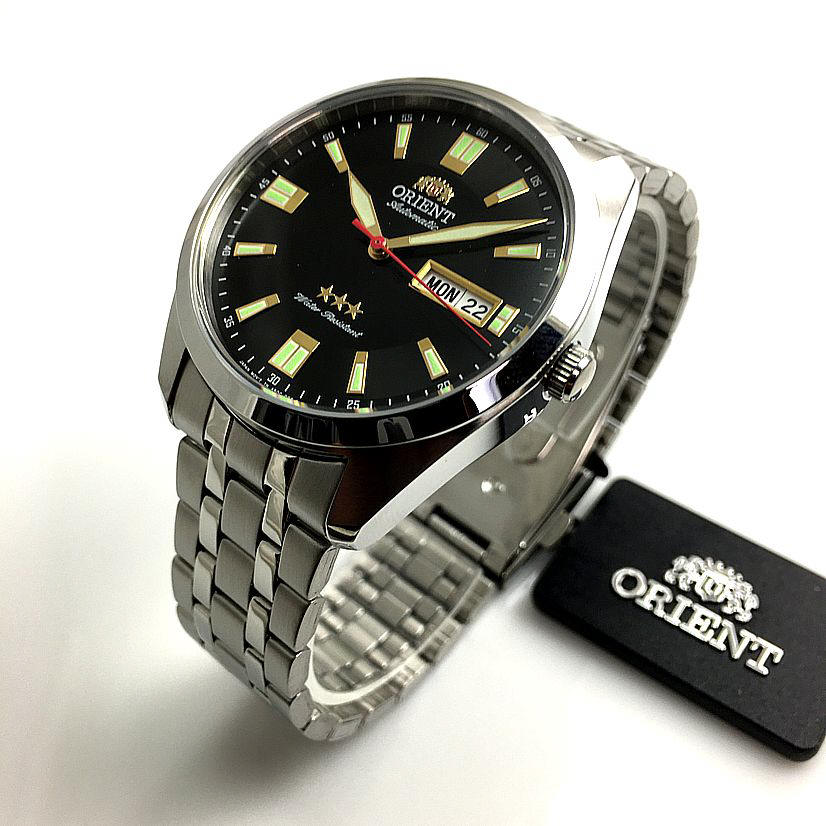 Men's Orient Tri Star Automatic Classic Day-Date Watch RA-AB0017B19B