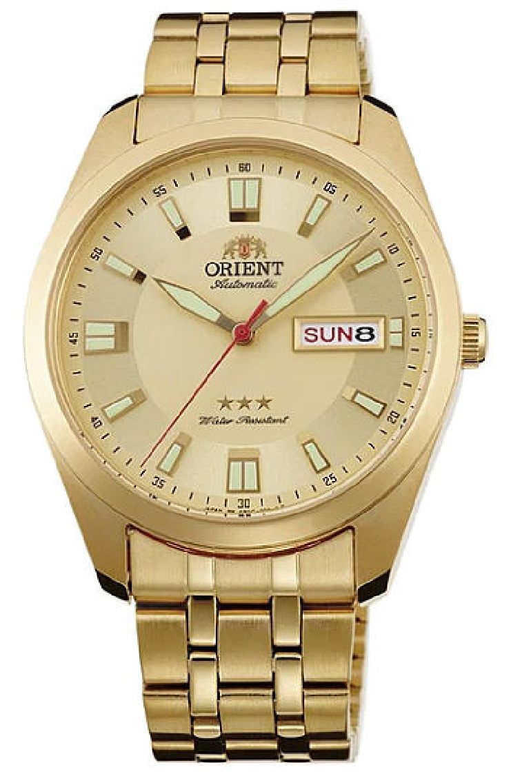 Men's Orient Tri Star Automatic Gold Tone Day-Date Watch RA-AB0016G19B