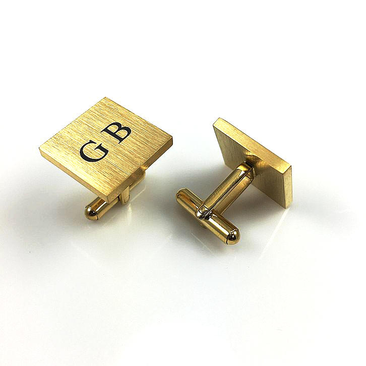 Men's Personalized Gold Tone Square Cufflinks Stainless Steel With Name ...