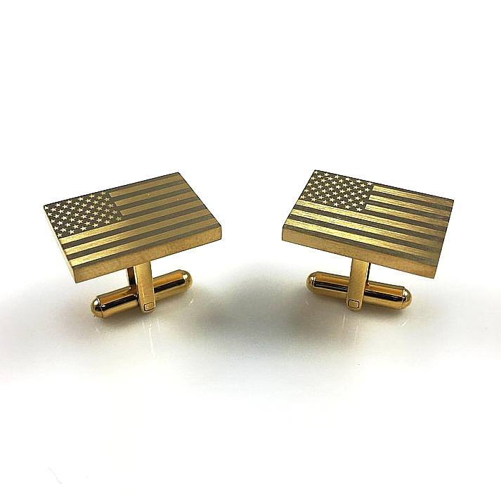 Men's Personalized Steel Cufflinks USA American Flag Logo Name ...