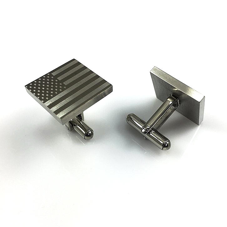 Men's Personalized Steel Square Cufflinks USA American Flag Name ...