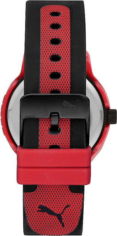 Men's Puma Reset Black and Red Polycarbonate Watch P5001