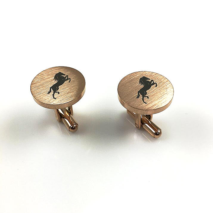 Men's Solid Round Stainless Cufflinks Cuff Links Bucking Horse Stallion ...