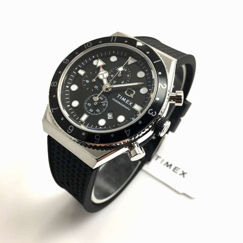 Men's Timex Q Three Time Zone Chronograph 40mm Watch TW2V70000