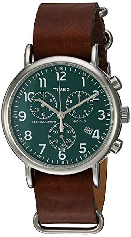 Men's Timex Weekender Chronograph Brown Leather Band Watch TW2P97400