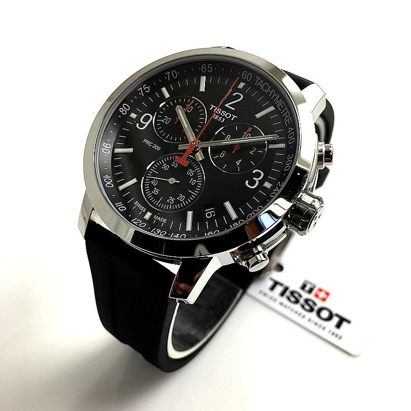 Men's Tissot 1853 PRC 200 Chronograph Swiss Black Strap Watch ...
