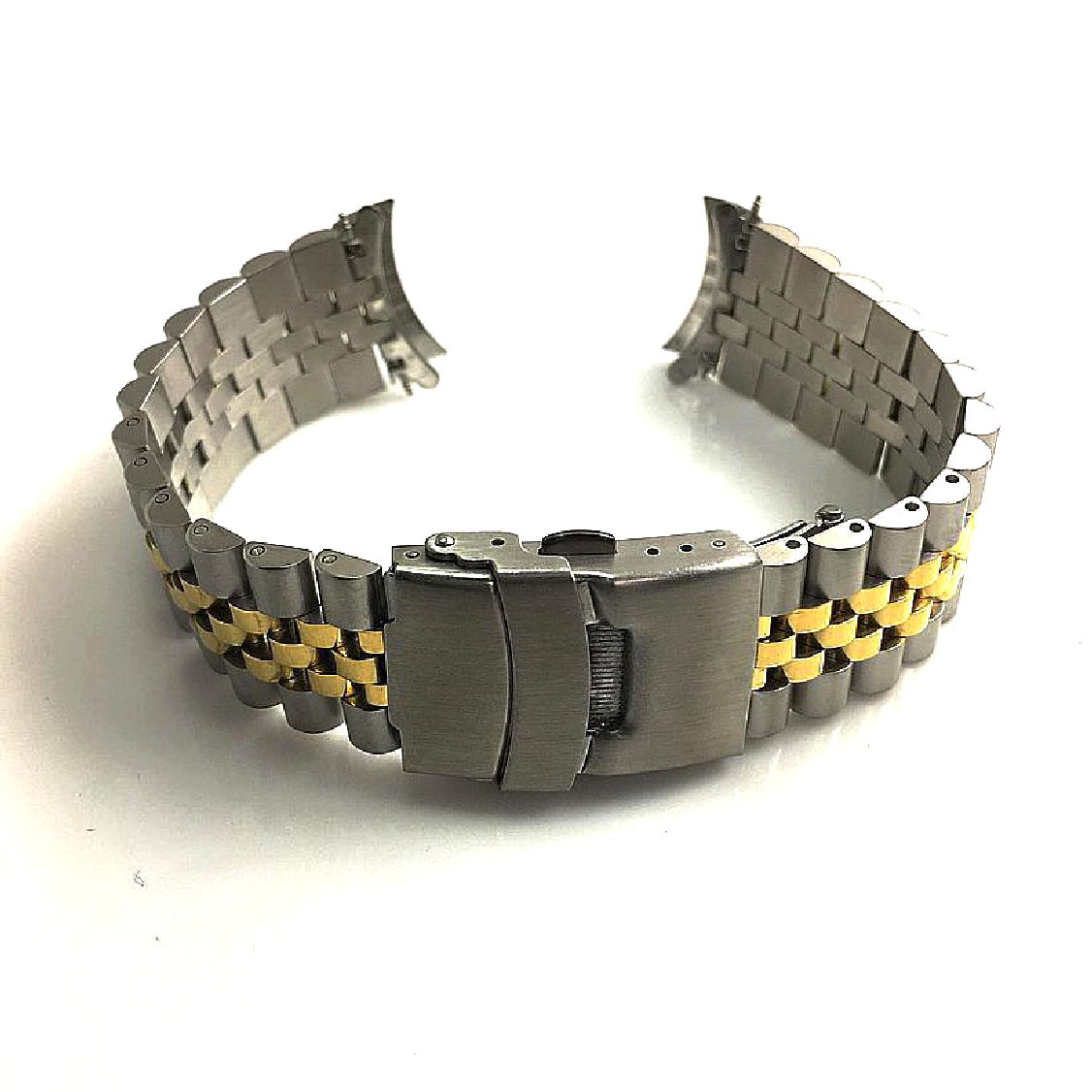 Breitling Compatible Metal Jubilee Style Two Tone Curved End Watch Band ...
