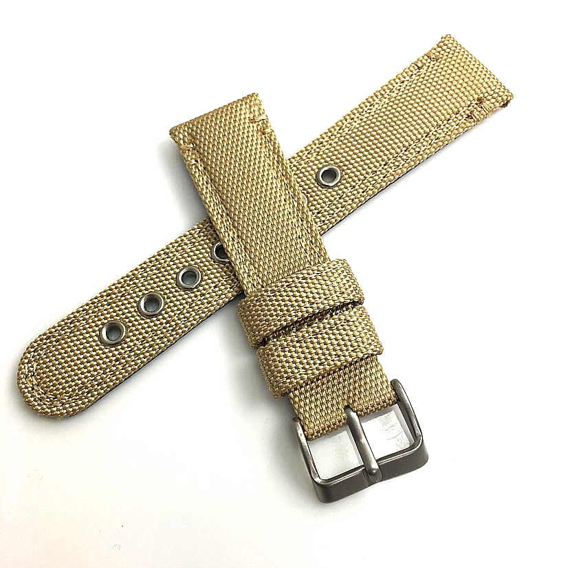 Omega Compatible Beige Military Style Nylon Strap 22mm Replacement ...