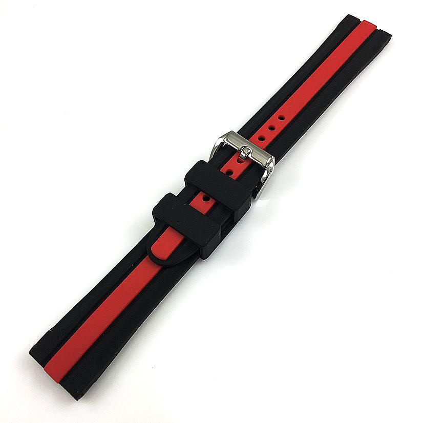 Kenneth Cole Compatible Black & Red Racing Style Silicone Replacement ...