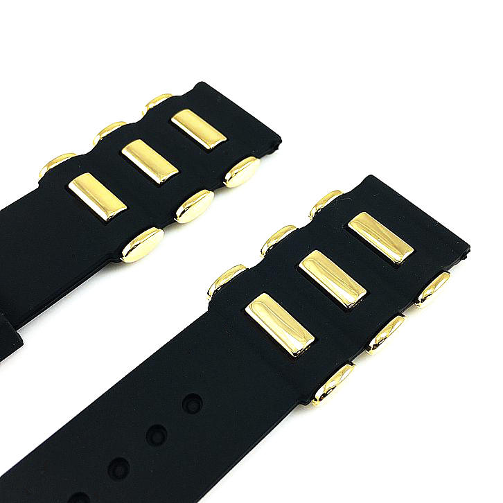 Nixon Compatible Black Silicone Rubber w. Gold Bullets Replacement ...