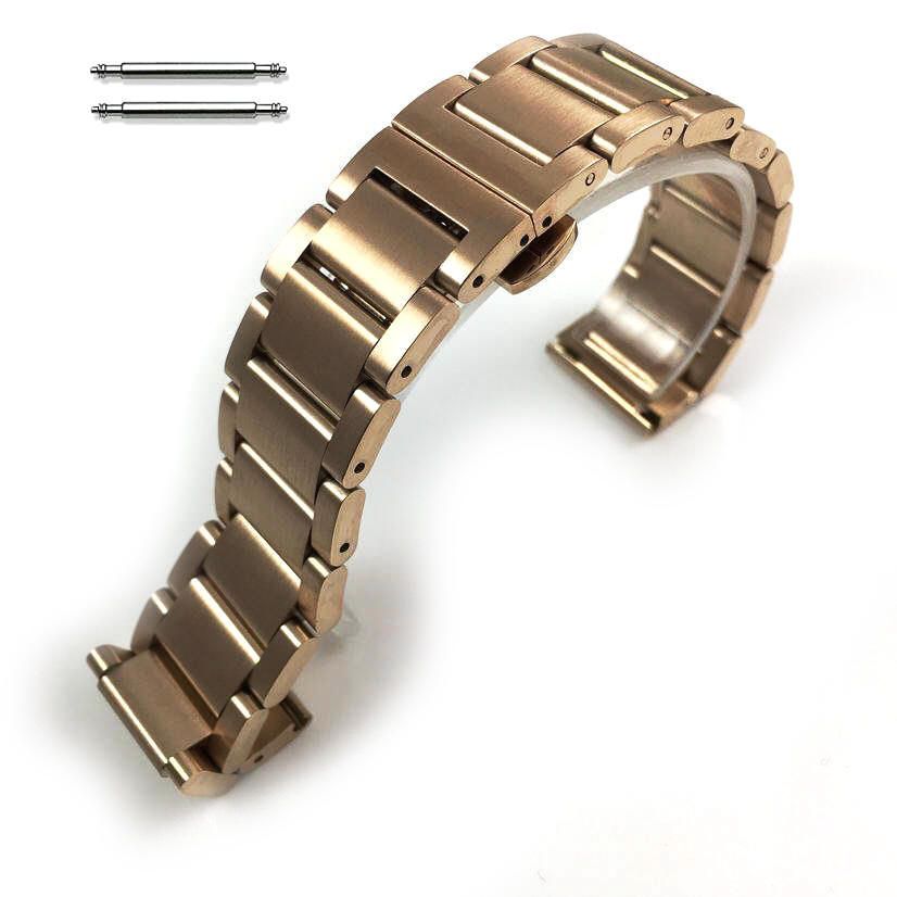 Movado Compatible Rose Gold Brushed Steel Replacement Watch Band Push ...