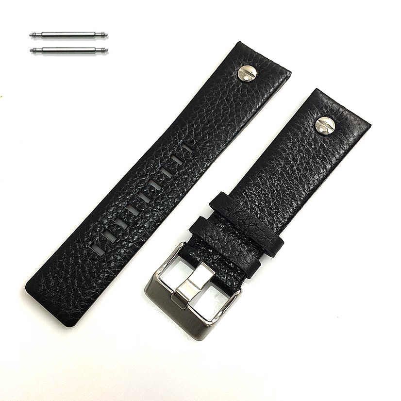 Nixon Compatible Black Leather Strap Replacement Watch Band Silver ...