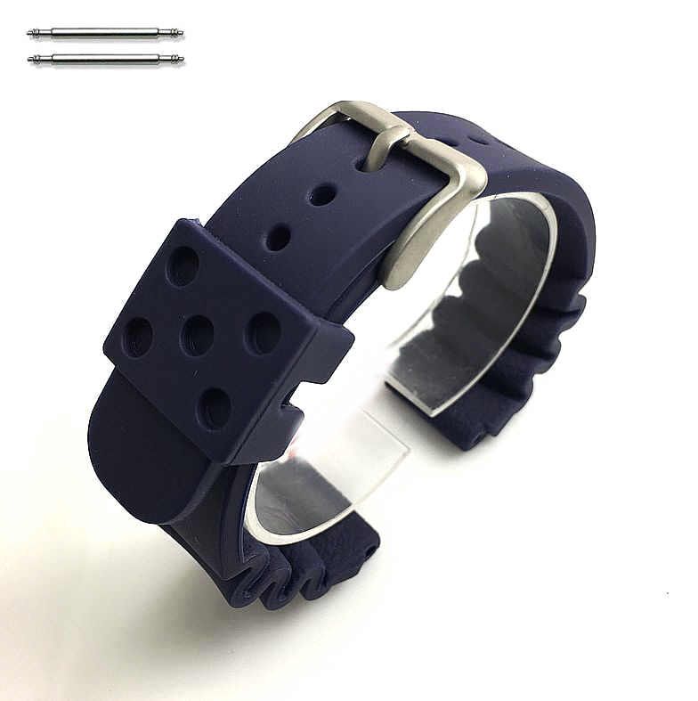 Omega Compatible Blue Diver's Style Rubber Strap Replacement Watch Band ...