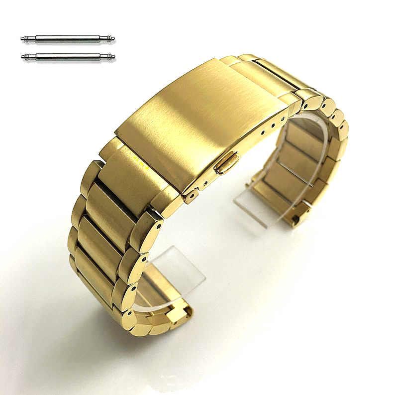 Omega Compatible Steel Gold Tone Brushed Metal Replacement Watch Band #5113