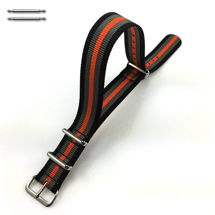 Tag Heuer Compatible Orange Gray & Black Stripes One Piece Slip Through ...
