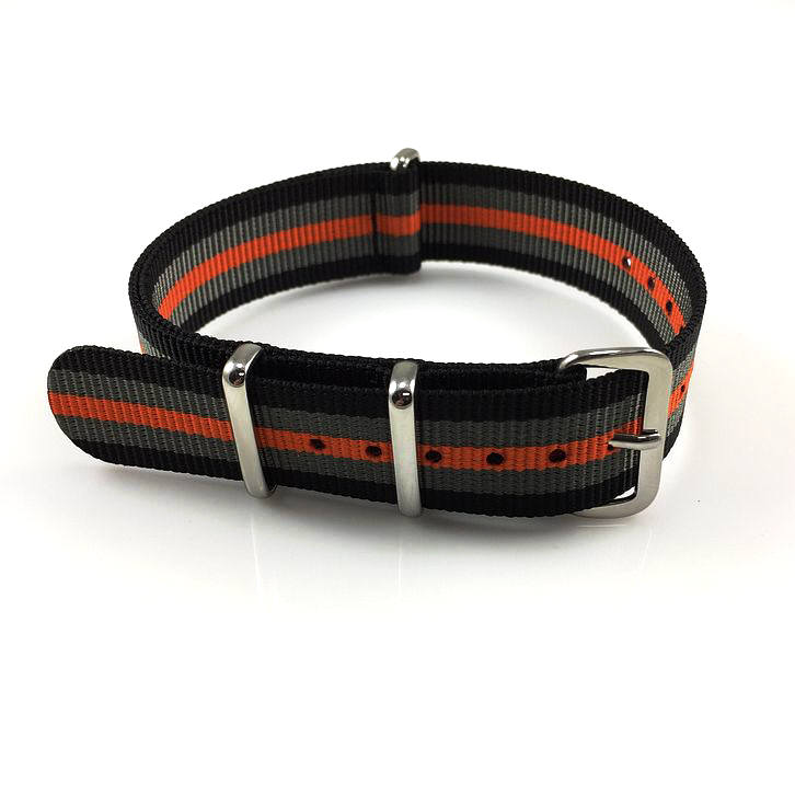 Tag Heuer Compatible Orange Gray & Black Stripes One Piece Slip Through ...