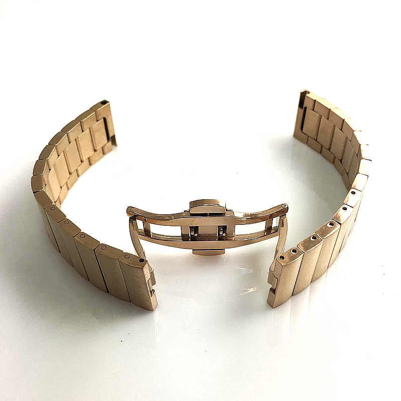 Casio Compatible Brushed Rose Gold Metal Watch Band Butterfly Clasp #5118