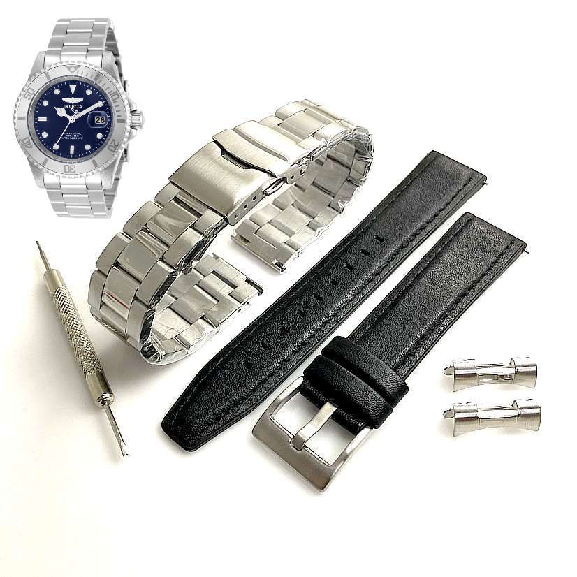 Pack of 2 Steel and Leather Replacement Watch Band Fits Invicta Pro ...
