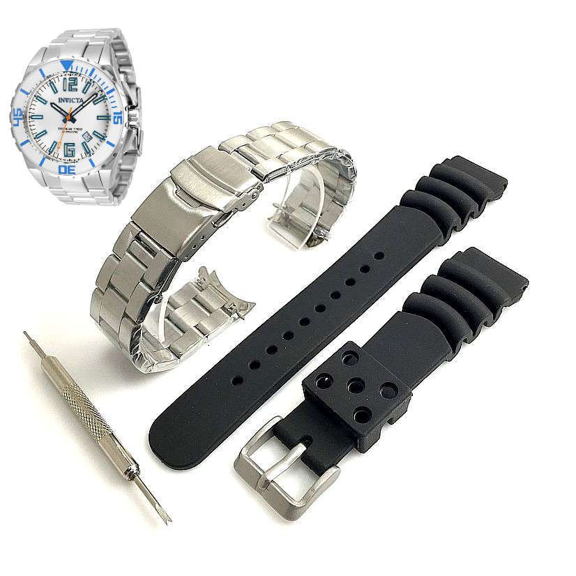 Pack of 2 Steel and Rubber Replacement Watch Band Fits Invicta Pro ...